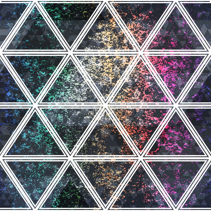 Watercolor Triangle Seamless Pattern with Grunge Effect Stock Vector ...