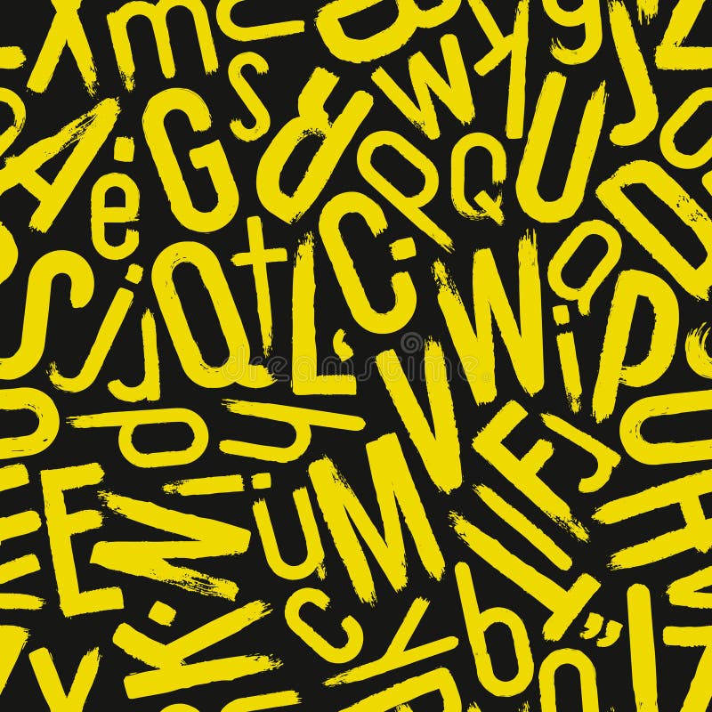 Grunge Type Pattern. Seamless Print of Dirty Modern Alphabet Letters ...