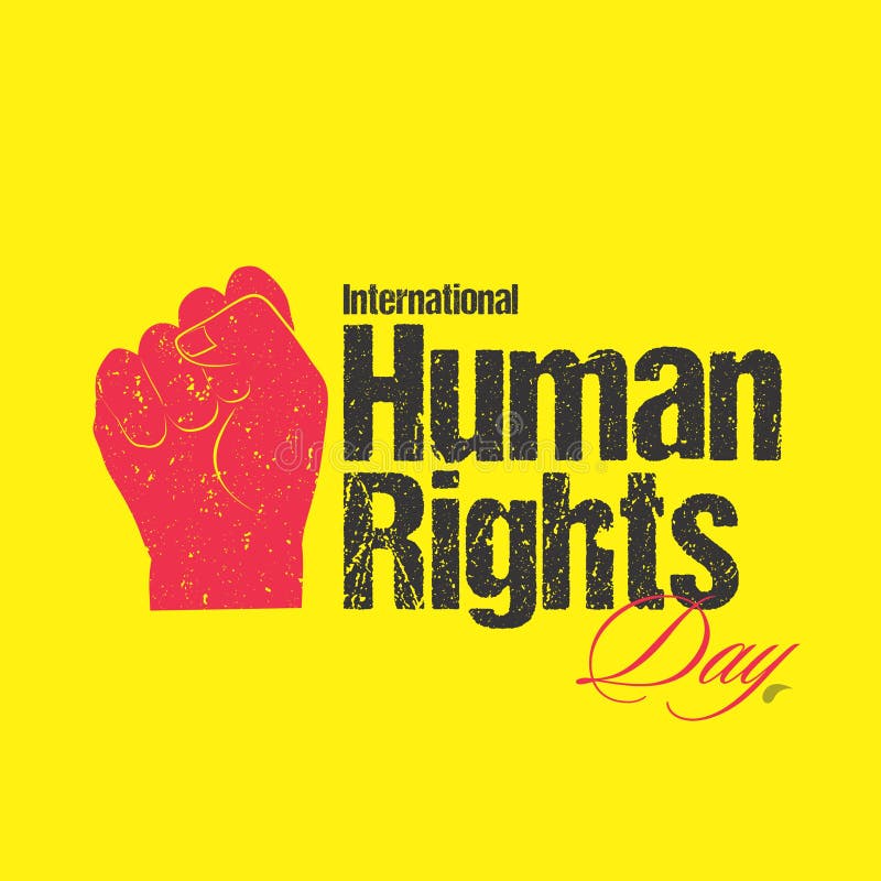 Grunge Typography Of International Human Rights Day With Raised Fist