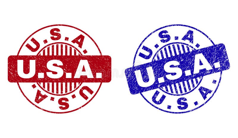 Grunge U S A Scratched Round Stamp Seals Stock Vector Illustration