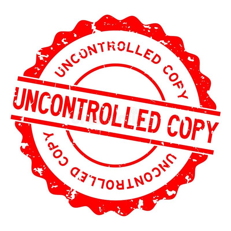 Grunge Red Uncontrolled Copy Word Round Rubber Stamp on White ...