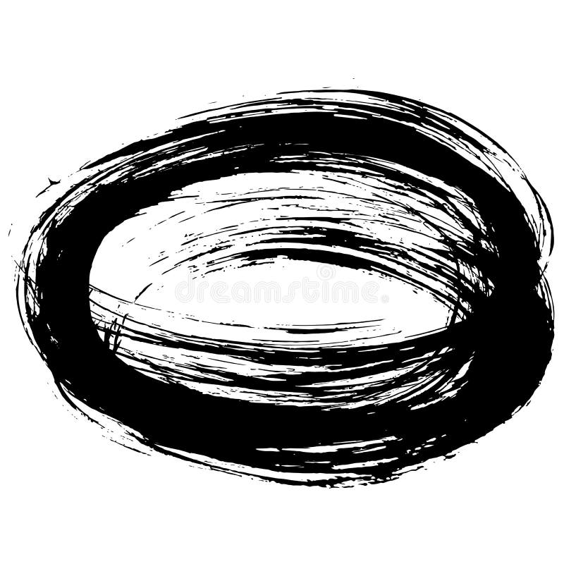 Grunge Vector Frame. Hand Drawn Dry Brush Texture. Abstract Round Shape ...