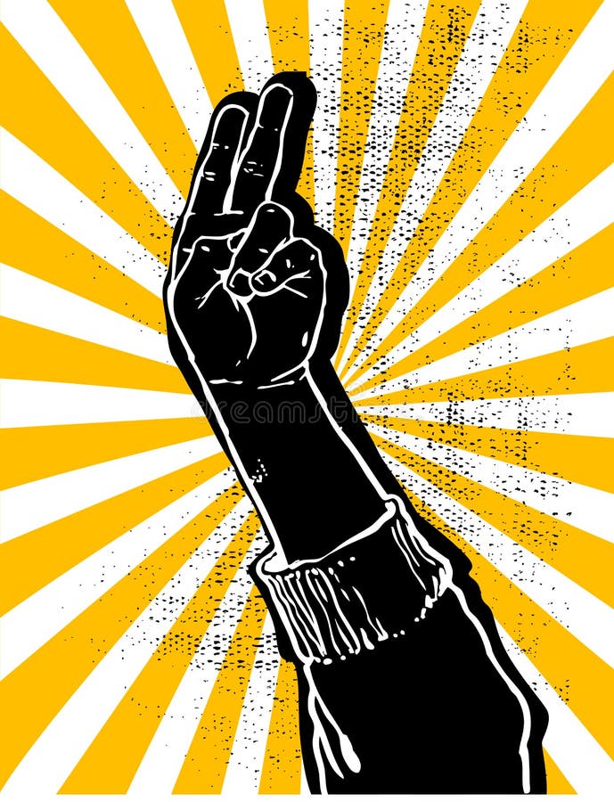 Grunge victory sign stock vector. Illustration of finger - 5129395