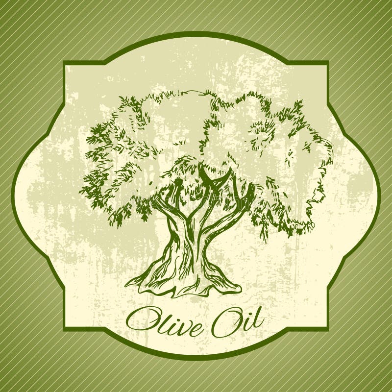 Grunge Vintage Label with Olive Tree Stock Vector - Illustration of ...