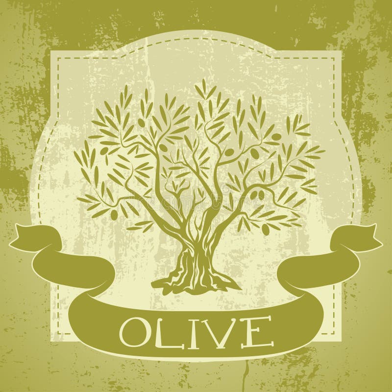 Grunge Vintage Label with Olive Tree Stock Vector - Illustration of ...