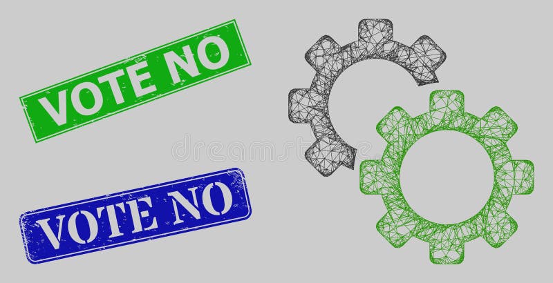 Grunge Vote No Stamp Seals and Net Gears Mesh Stock Vector ...