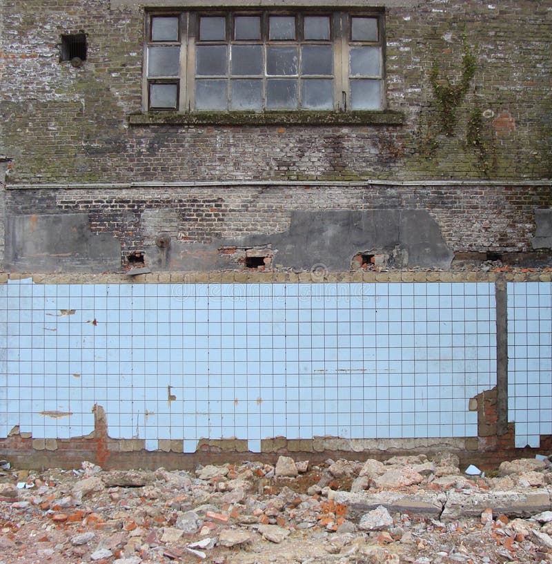 Grunge Wall Covered with Blue Ceramic Tiles Stock Photo - Image of ...
