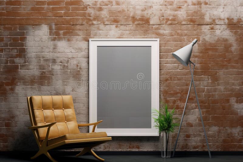 Grunge Wall Mock Up with Large Empty Picture Frame. Backdrop for Empty ...