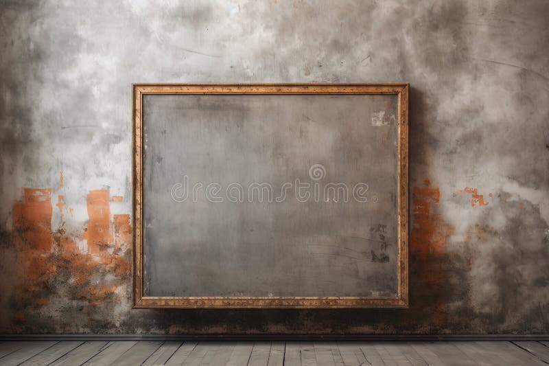 Grunge Wall Mock Up with Large Empty Picture Frame. Backdrop for Empty ...