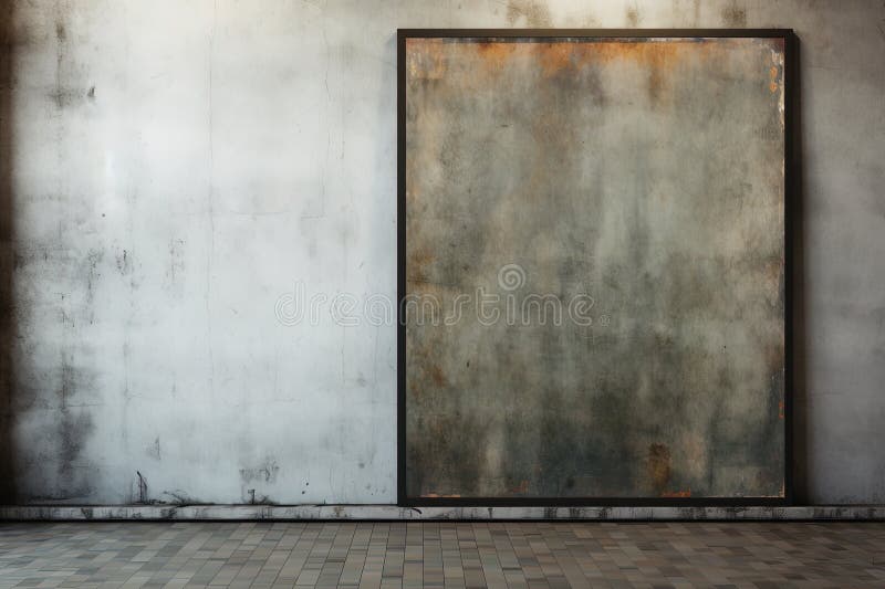 Grunge Wall Mock Up with Large Empty Picture Frame. Backdrop for Empty ...