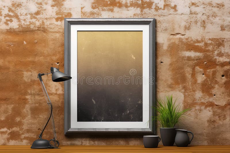 Grunge Wall Mock Up with Large Empty Picture Frame. Backdrop for Empty ...