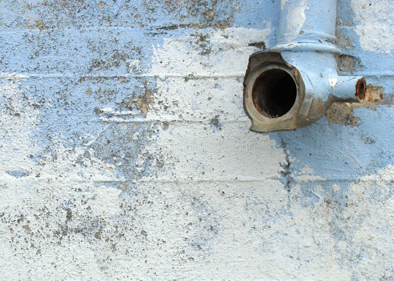 Grunge Wall Rain Pipe in Blue and White Stock Image - Image of steel ...