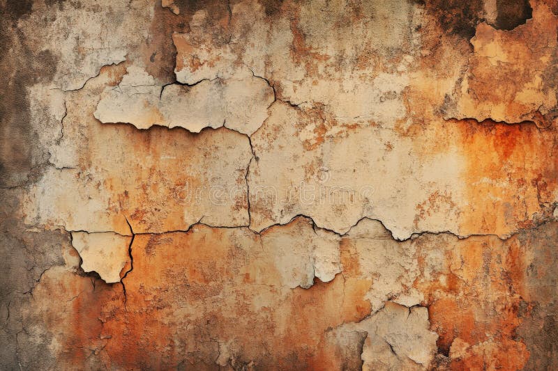 A Grunge Wall Texture in Burnt Sienna, with Peeling Paint, Rust Streaks ...