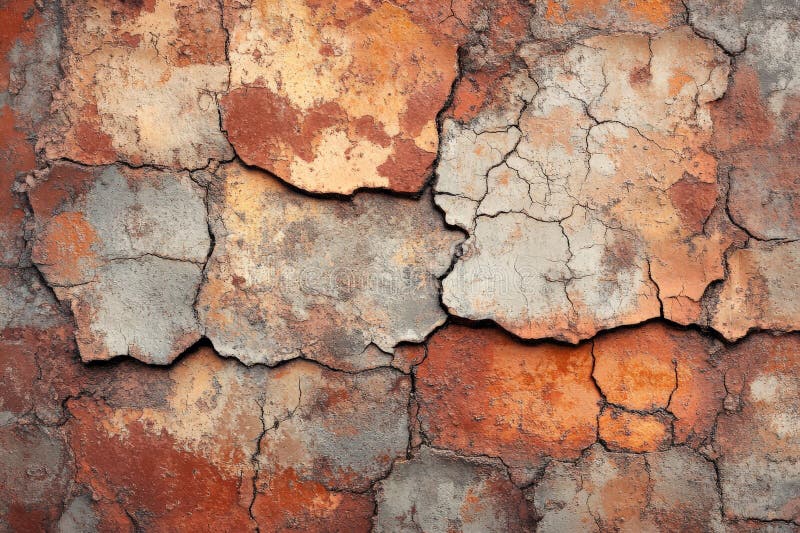 A Grunge Wall Texture in Faded Rust, Featuring Flaking Paint and Heavy ...