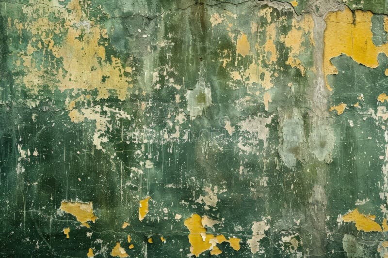 A Grunge Wall Texture in Mustard Green, with Visible Layers of Old ...
