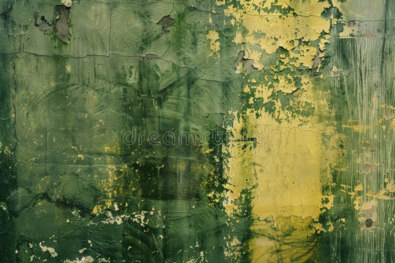 A Grunge Wall Texture in Mustard Green, with Visible Layers of Old ...