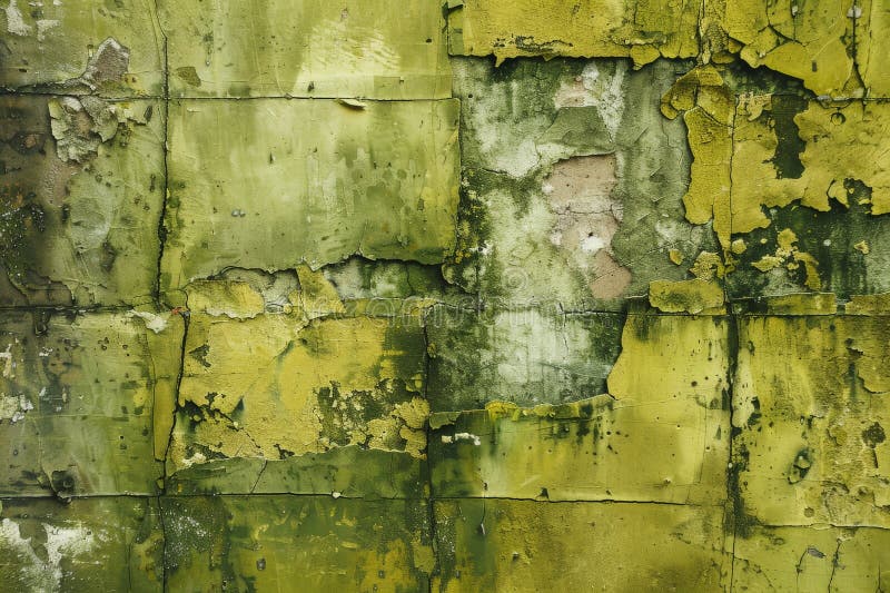 A Grunge Wall Texture in Mustard Green, with Visible Layers of Old ...