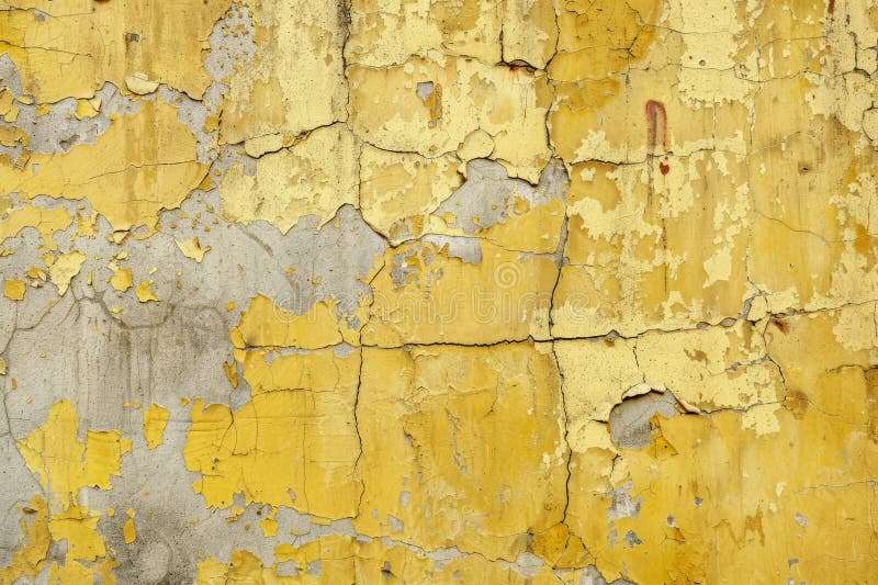 A Grunge Wall Texture in Pale Mustard, Featuring Cracks and a Rough ...