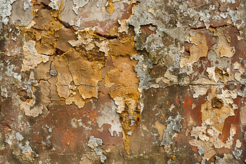 A Grunge Wall Texture in Rusty Brown, with Patches of Moss and ...