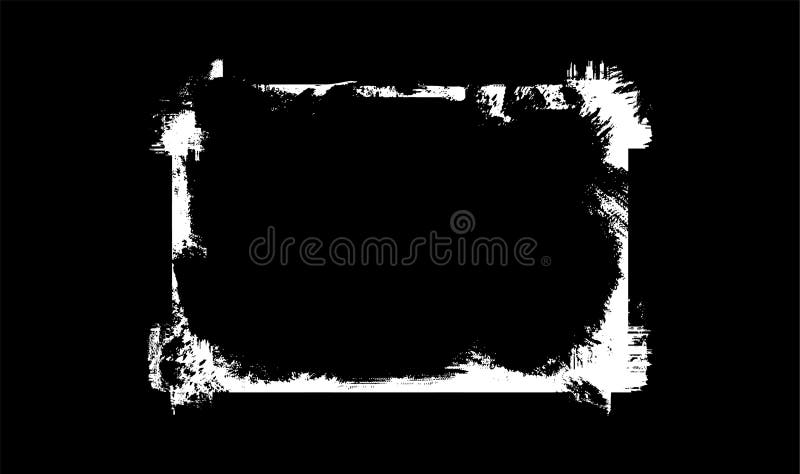 Grunge White Frame Black Background, Vector Abstract Overlay Paintbrush ...