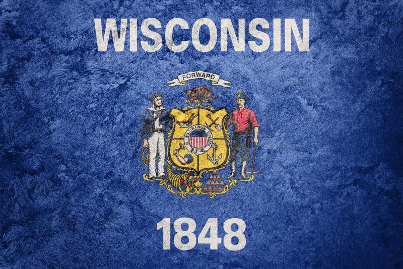 Grunge Wisconsin State Flag. Wisconsin Flag Background Grunge Te Stock ...