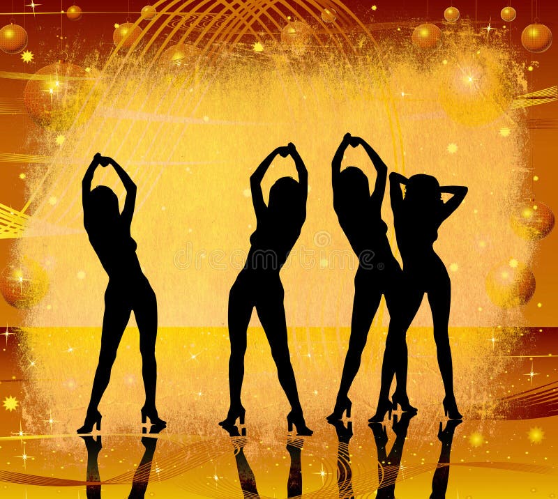 Grunge, women dancing stock illustration. Illustration of disco - 2080825