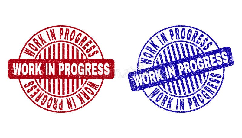 Grunge in PROGRESS Scratched Round Watermarks Stock Vector ...