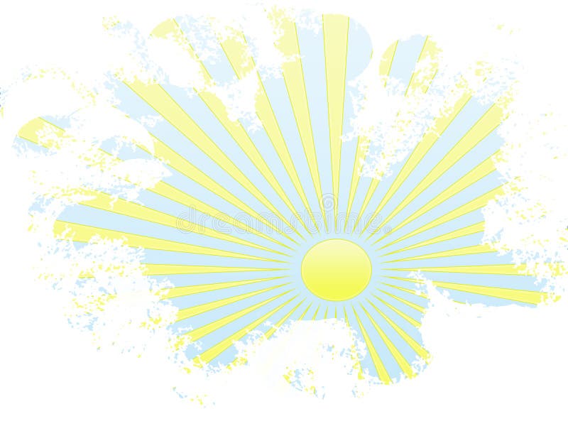 Grunge Yellow Sun Rays in Blue Sky Stock Illustration - Illustration of ...