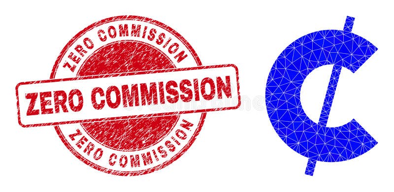 Grunge Zero Commission Round Watermark and Cent Symbol Triangle Icon ...