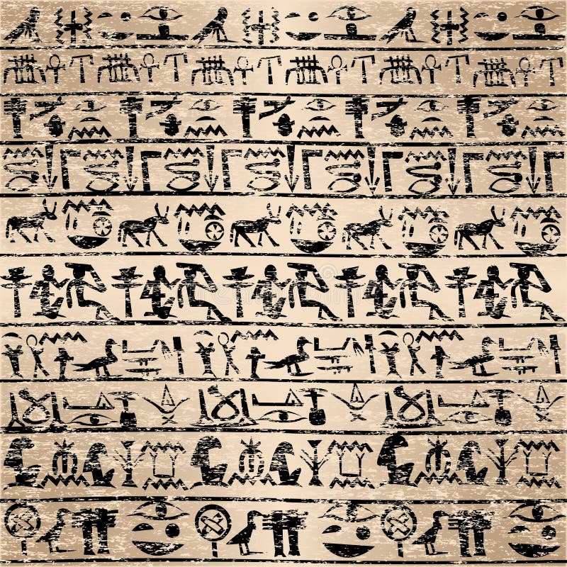 Grungebakgrund Med Egyptiska Hieroglyf Stock Illustrationer ...