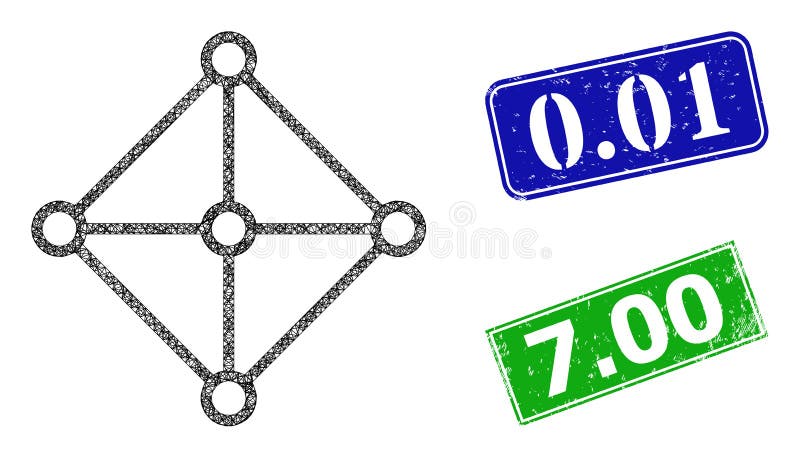 Grunged 0.01 Badges and Triangular Mesh Rhombus Grid Centers Icon Stock ...