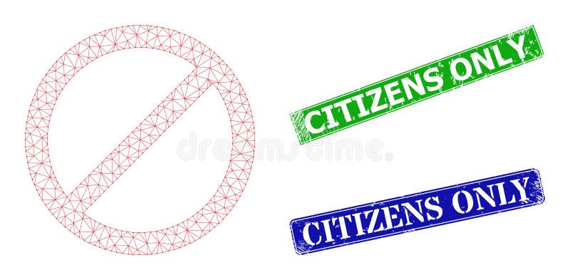 Grunged Citizens only Stamp Imitations and Triangular Mesh Forbid Icon ...