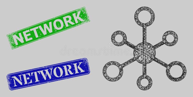 Grunged Network Stamp Imitations and Network Web Mesh Stock Vector ...
