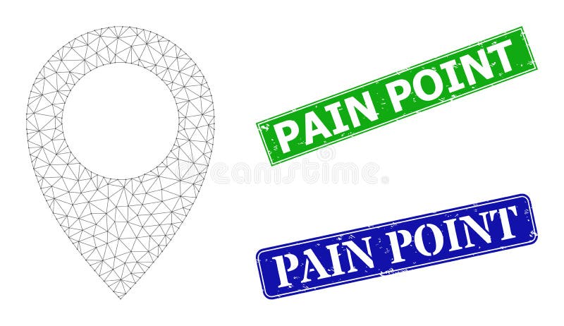 Grunged Pain Point Stamps and Polygonal Mesh Map Marker Icon Stock ...