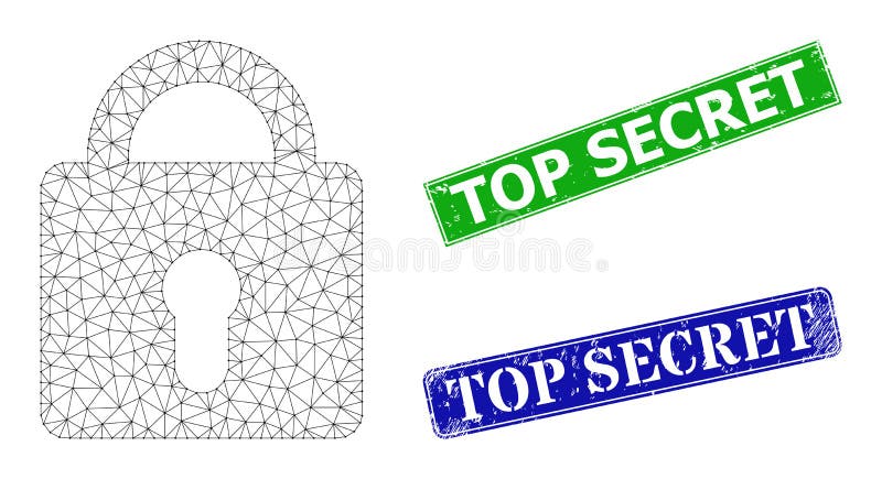 Grunged Top Secret Imprints and Triangle Mesh Lock Icon Stock Vector ...