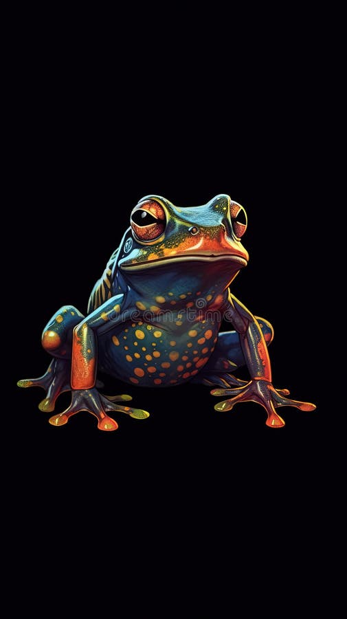 Grungeon Frog on Dark Background. Stock Illustration - Illustration of ...