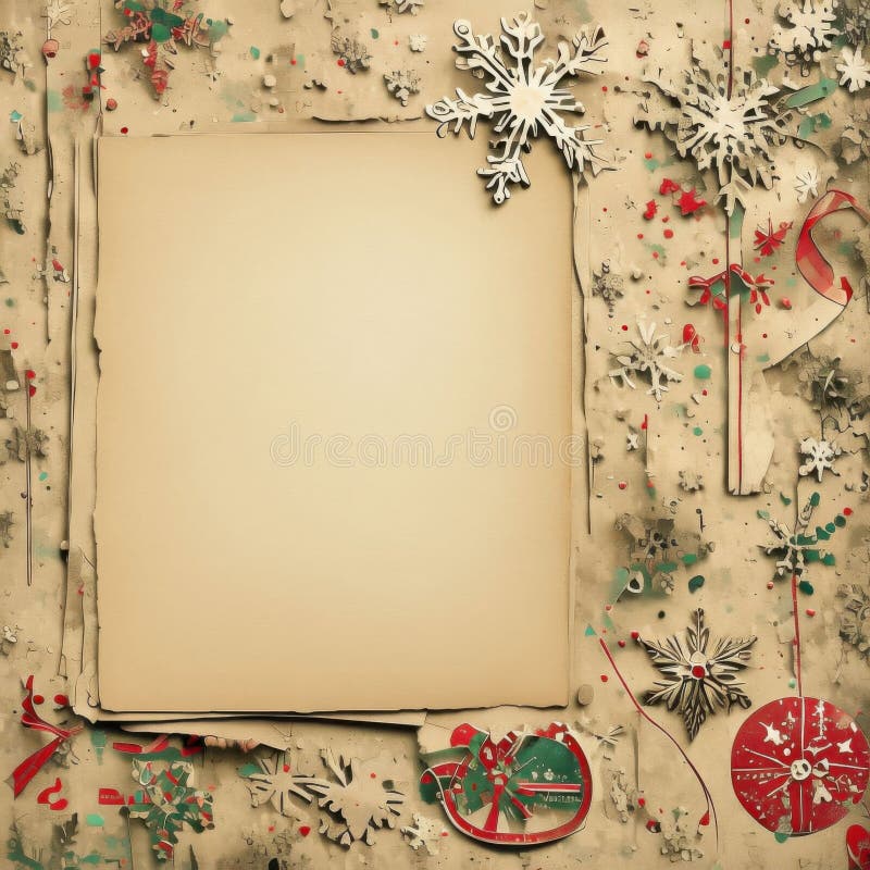 Grungy Aged Paper Texture Pattern Background with Snowflake Elements ...