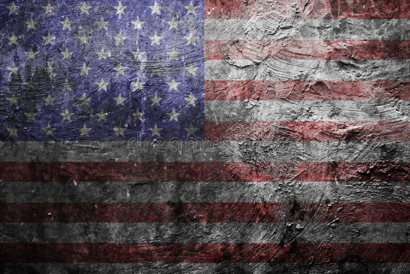Grungy American Flag on a Wall Stock Image - Image of brick, damaged ...