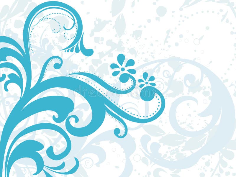 Artistic Scroll Blue Floral Design Stock Vector - Illustration of decor ...