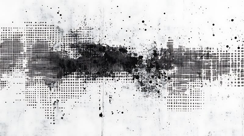 Distressed Black Ink Pattern on White Background with Grungy Textured ...