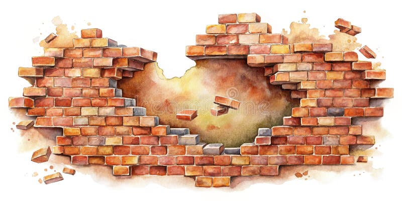 Grungy Brick Wall Openings with Transparent Background Realistic ...