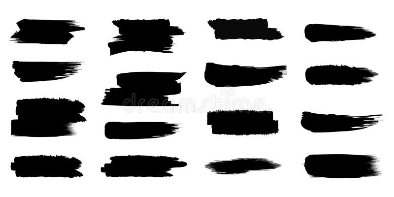 Grungy Brush Strokes Black Paint Set Line Rectangle Paint Box Frames ...