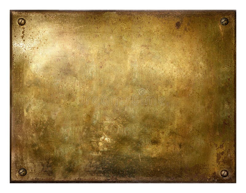 Grungy Brushed Brass Sign stock photo. Image of plates - 14913150