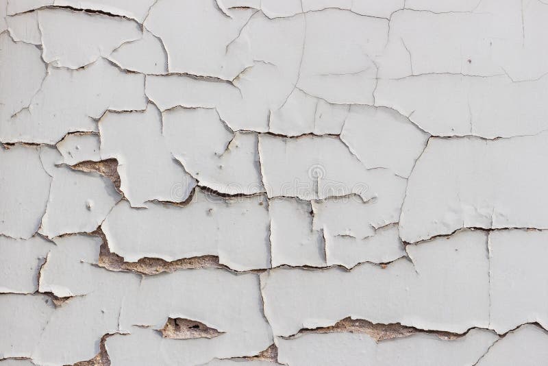 Grungy Cracked White Paint of a Wall Peeling Off. Stock Image - Image ...