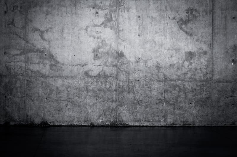 Grungy Dark Concrete Wall and Wet Floor Stock Photo - Image of quiet ...
