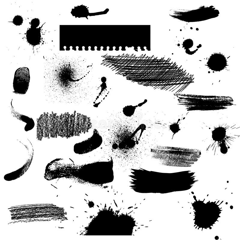 Set of Textured, Rough and Grungy Elements Isolated on White. Elements ...