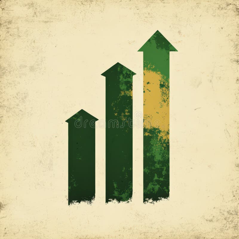 Grungy Green Growth Chart with Arrows Showing Upward Trend Stock Photo ...