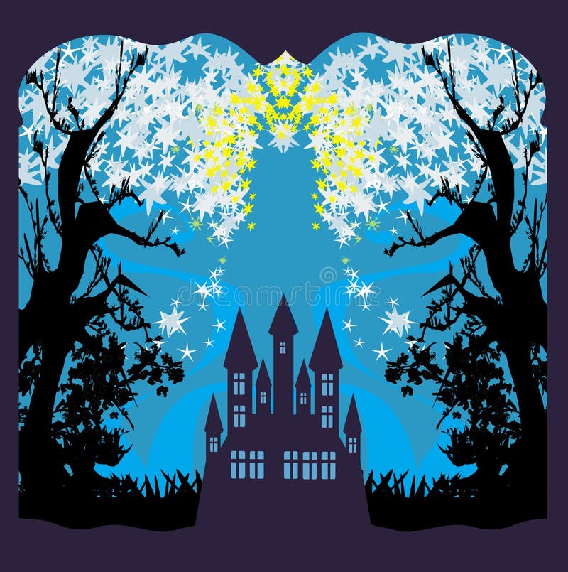 Grungy Halloween Frame with Haunted House Stock Vector - Illustration ...