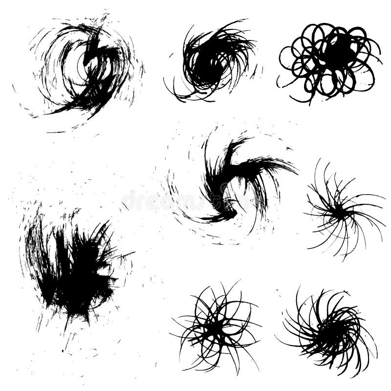 Grungy Ink and Brush Strokes Set Stock Vector - Illustration of contour ...