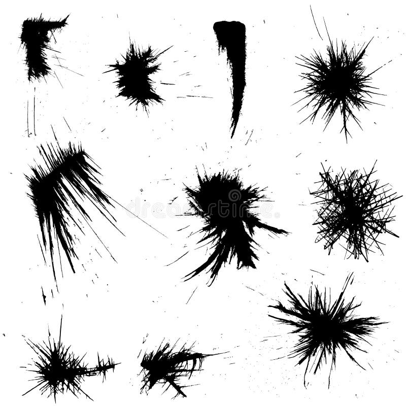 Grungy Ink and Brush Strokes Set Stock Vector - Illustration of contour ...